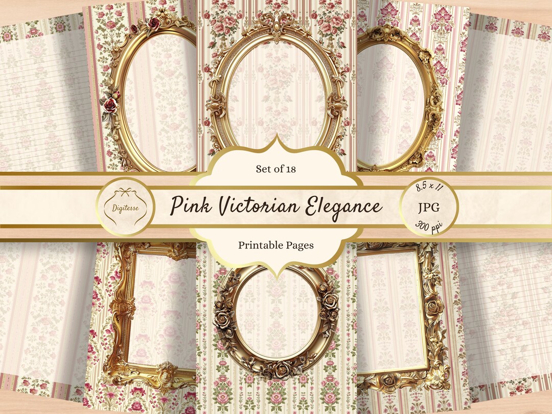Pink Victorian Scrapbooking Paper JPG, Shabby Chic Junk Journal Pages ...