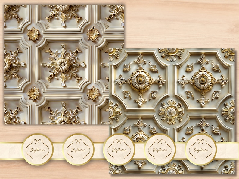 Rococo Palace Ceilings Seamless Patterns JPG, Versailles Junk Journal ...