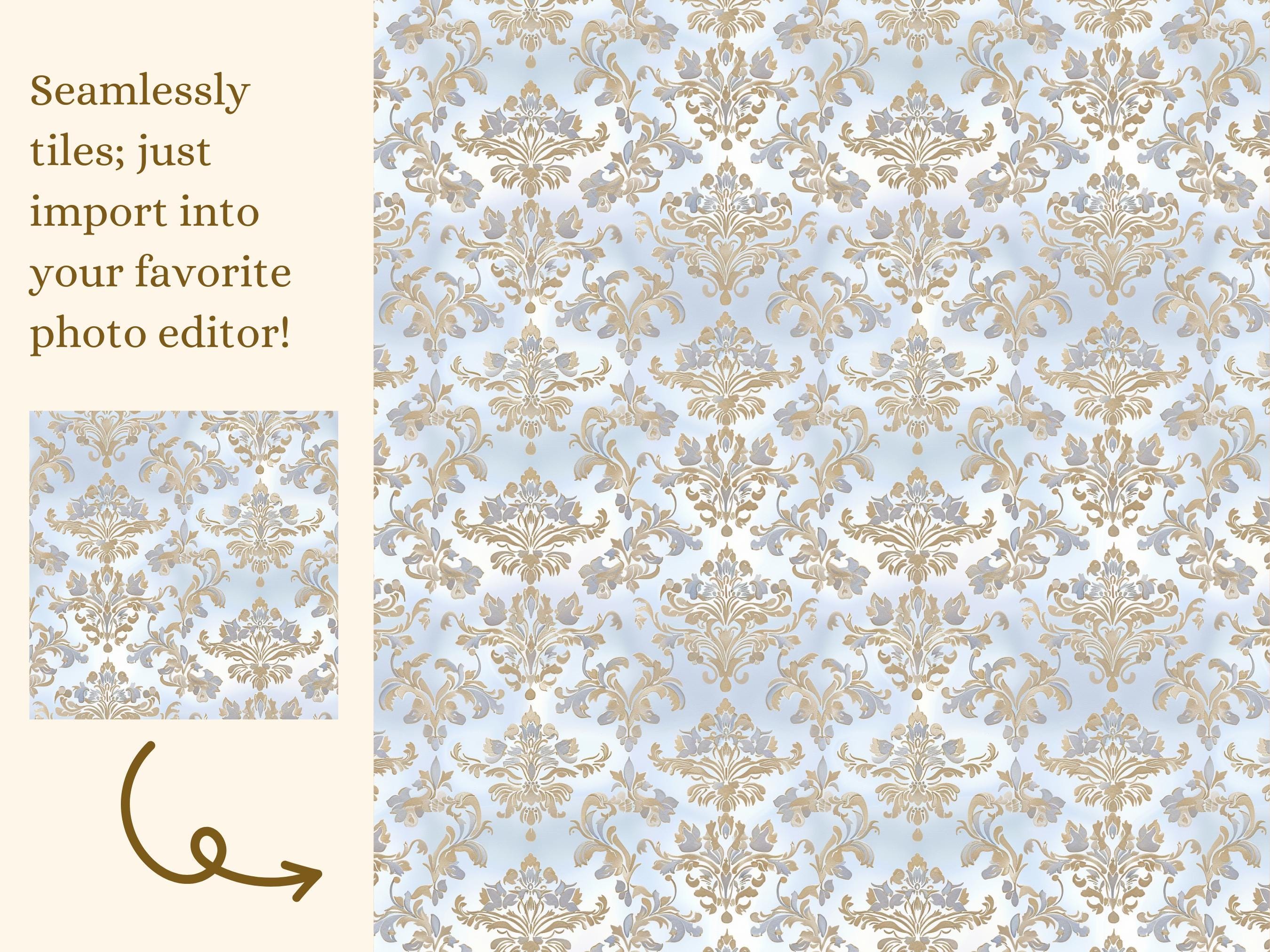 Pale Blue Brocade Seamless Patterns, Rococo Digital Paper (JPG) - Etsy