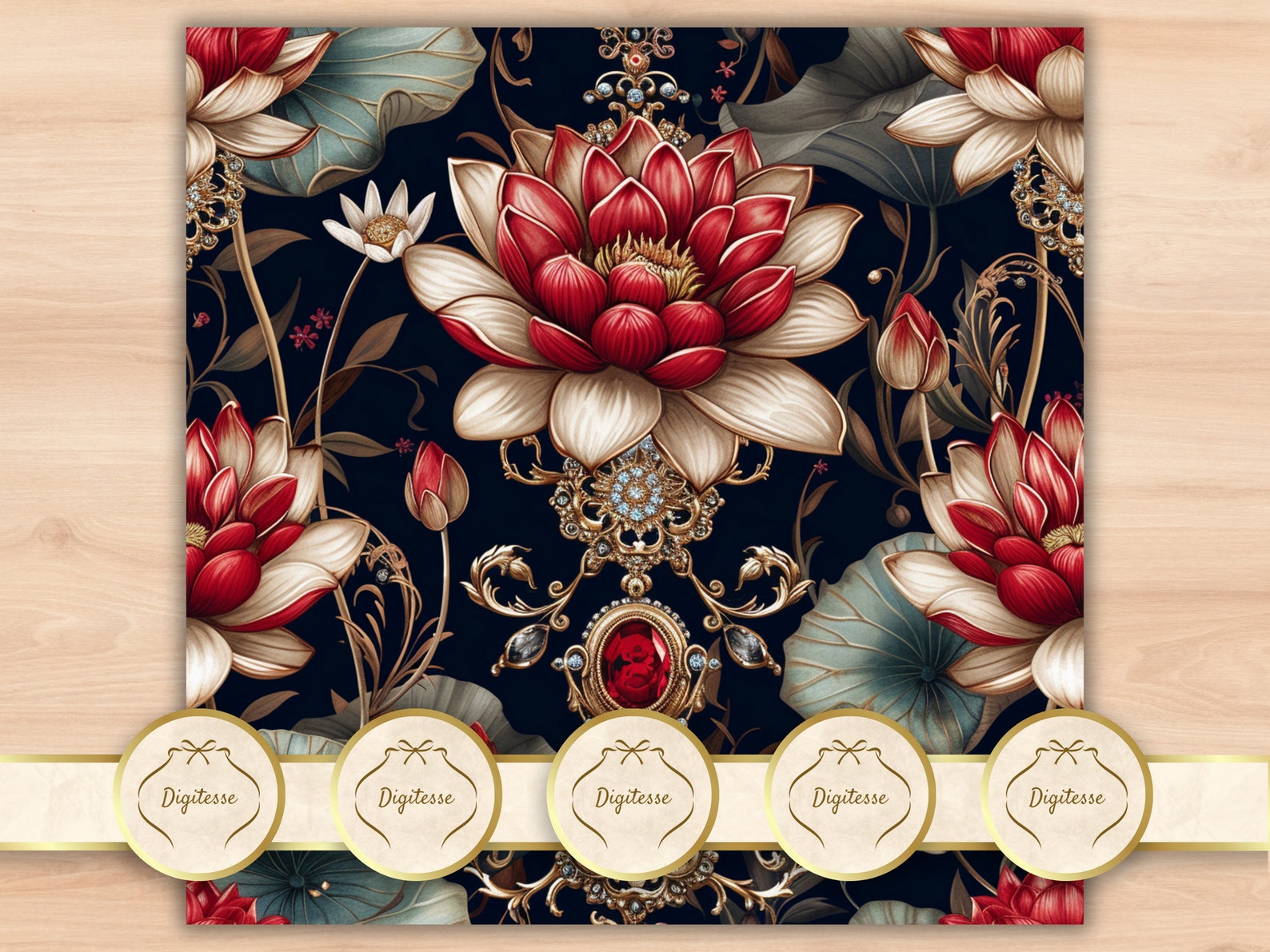 July Birthday Digital Paper, Birthstone Seamless Pattern for Scrapbook ...