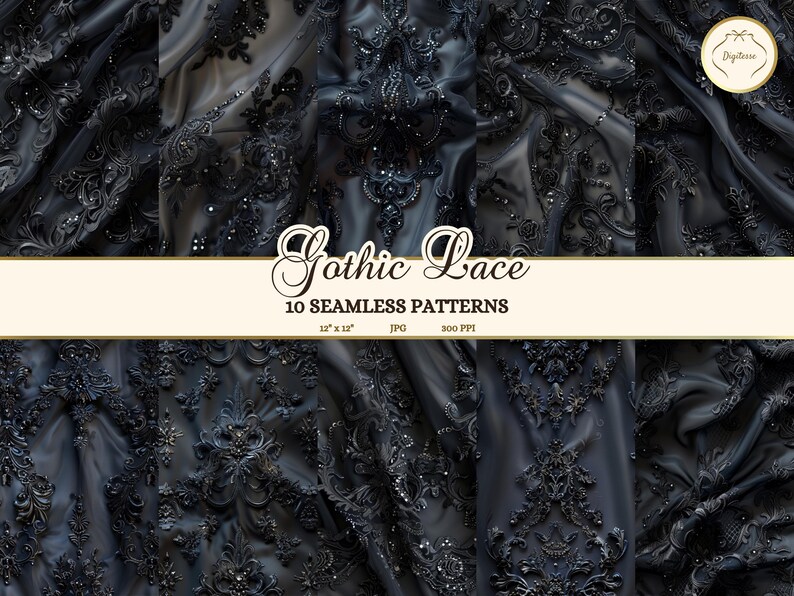 Gothic Black Lace Textures, Seamless Patterns (JPG Digital Download) - Etsy