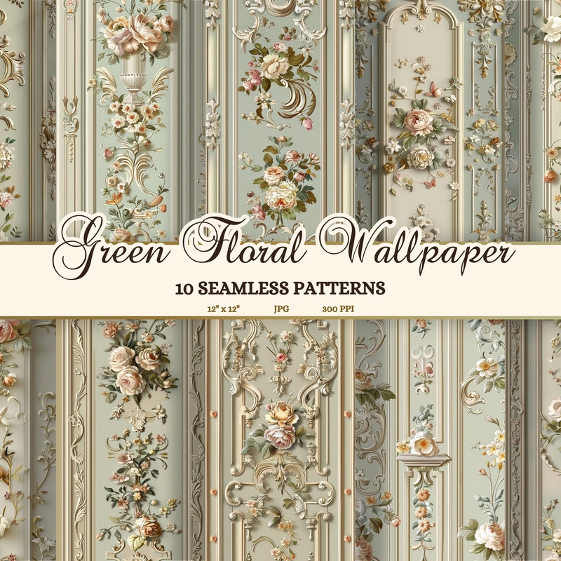 Floral Rococo Wallpaper - Etsy UK