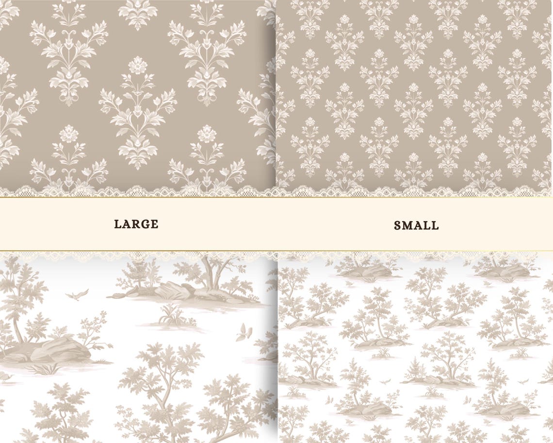 Neutral French Country Digital Paper: Taupe Toile, Shabby Chic (digital ...