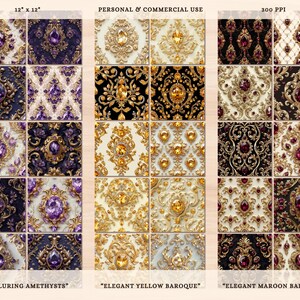 Baroque Jewelry Seamless Pattern Bundle, Royal Gemstones (JPG Digital ...