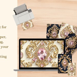 Rococo Pink Diamonds Seamless Patterns, Marie Antoinette Junk Journal ...