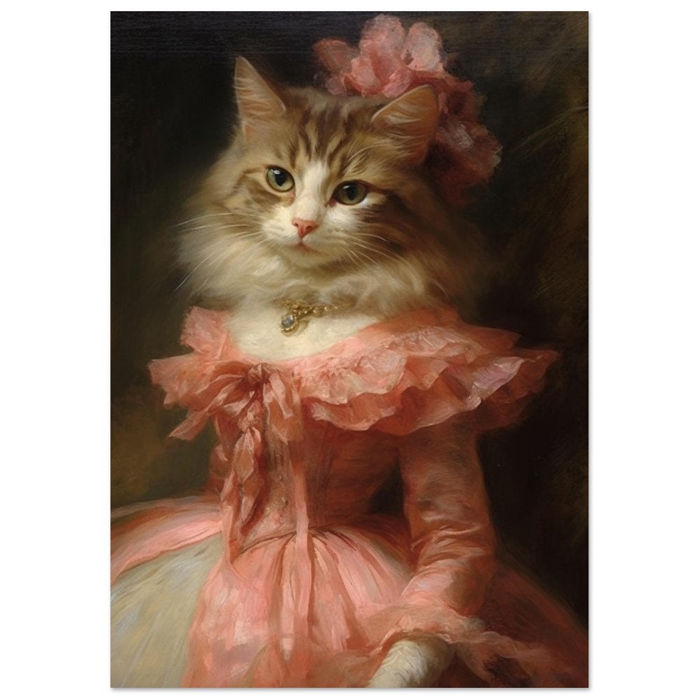 Orange Cat Painting Rococo Art Print Longhaired Cat Orange - Etsy