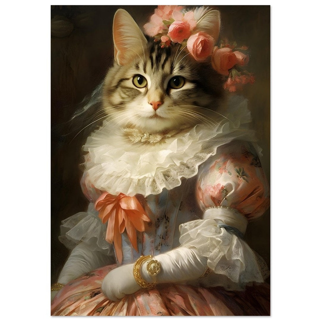 Princess Tabby Cat Painting Royal Tabby Cat Art Rococo Tabby - Etsy