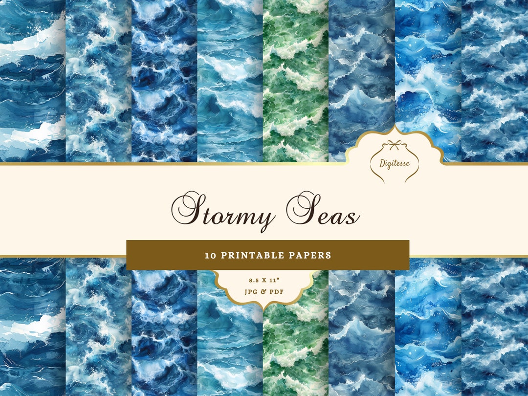 Ocean Waves Paper, Summer Scrapbook, Beach Journal (JPG & PDF) - Etsy