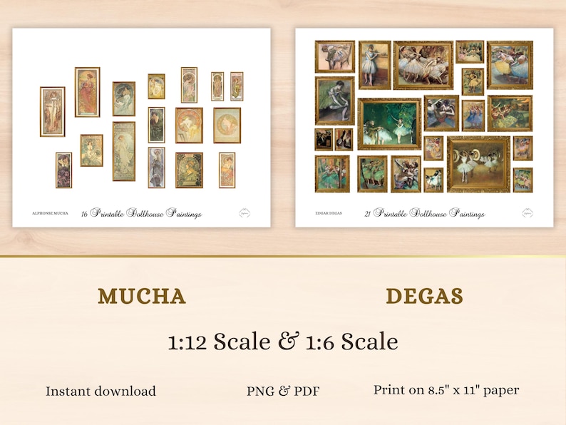 Printable Dollhouse Art Bundle, Miniature Gallery Wall Download, Famous ...