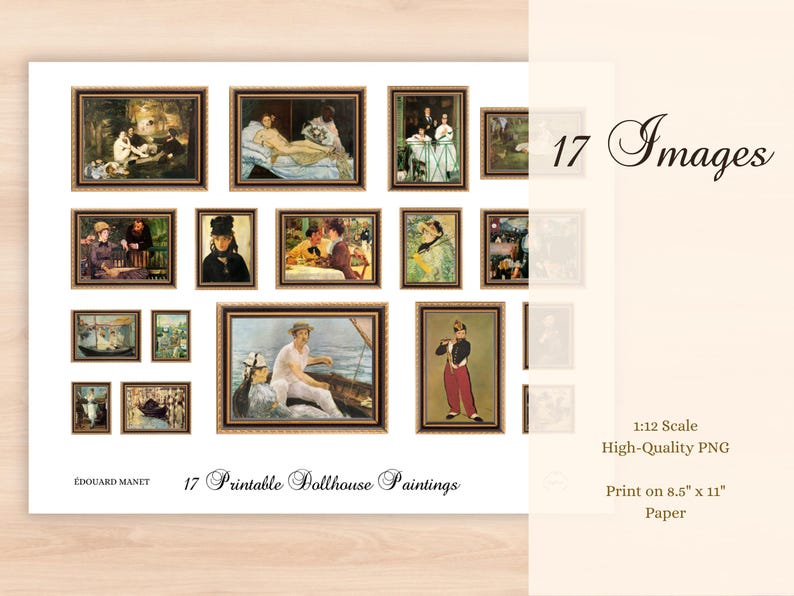 Printable Dollhouse Art, Manet Miniature Gallery Wall, Famous Paintings ...
