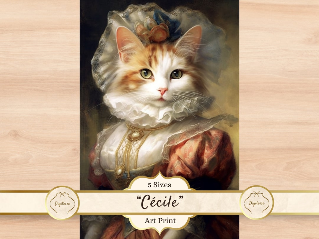 Calico Cat Rococo Art Print, Royal Costumed Cat Portrait - Etsy