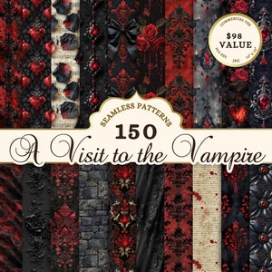 Vampire Aesthetic Seamless Pattern Bundle, Gothic Halloween Junk ...