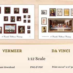 Printable Dollhouse Art Bundle, Miniature Gallery Wall Download, Famous ...