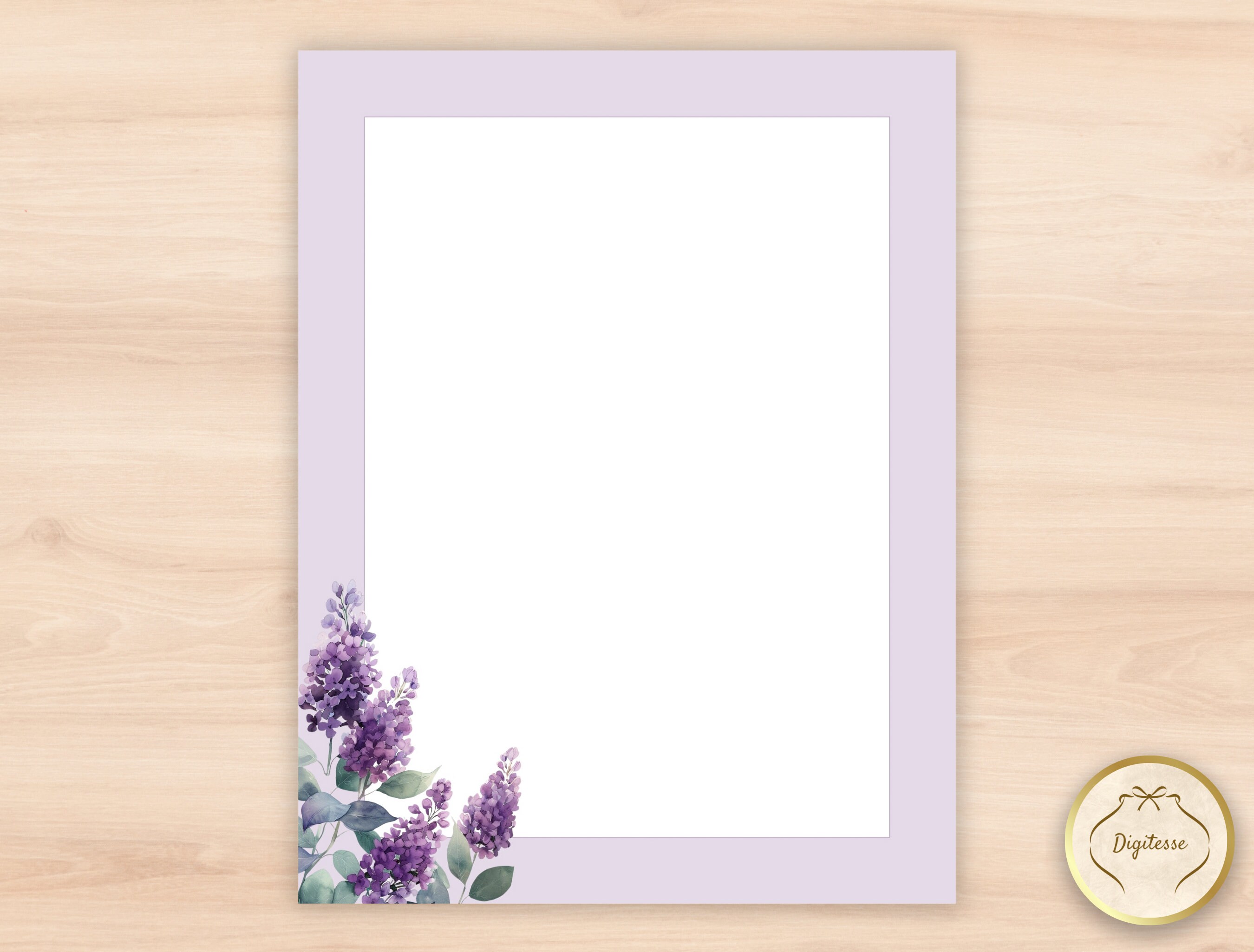Lilac Printable Stationery, Pale Purple Floral Notebook Paper Download ...