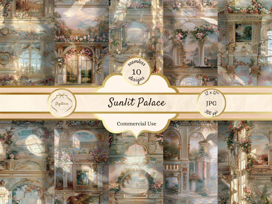 Rococo Palace Digital Paper, Palace of Versailles Junk Journal Pages ...