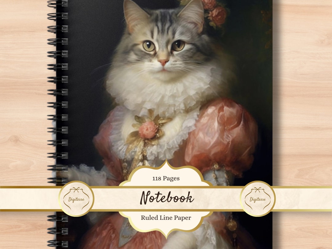 Rococo Princess Cat Art Notebook, Decorative Spiral Notepad - Etsy
