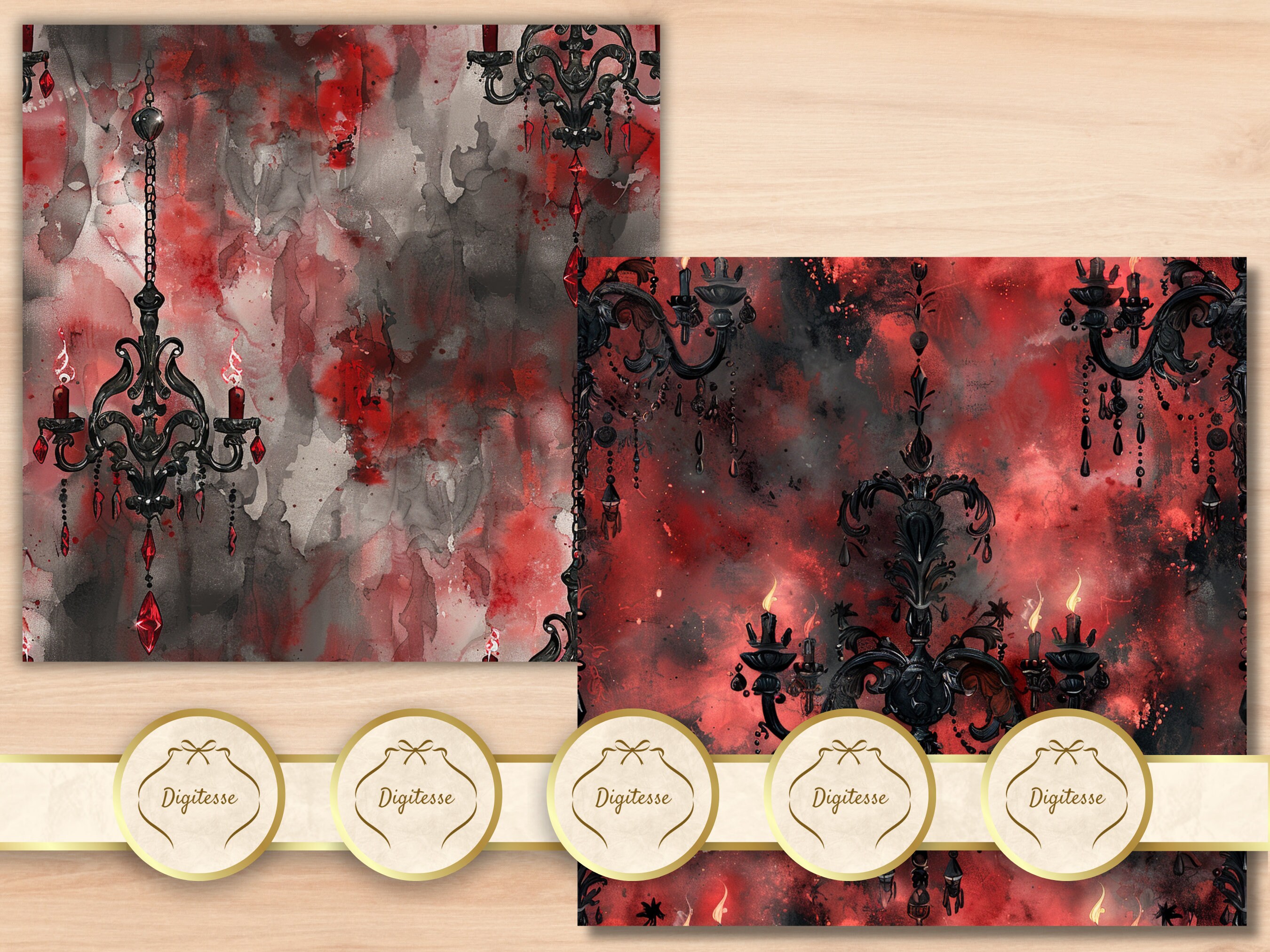Vampire Seamless Pattern Set, Printable Gothic Junk Journal Paper JPG ...