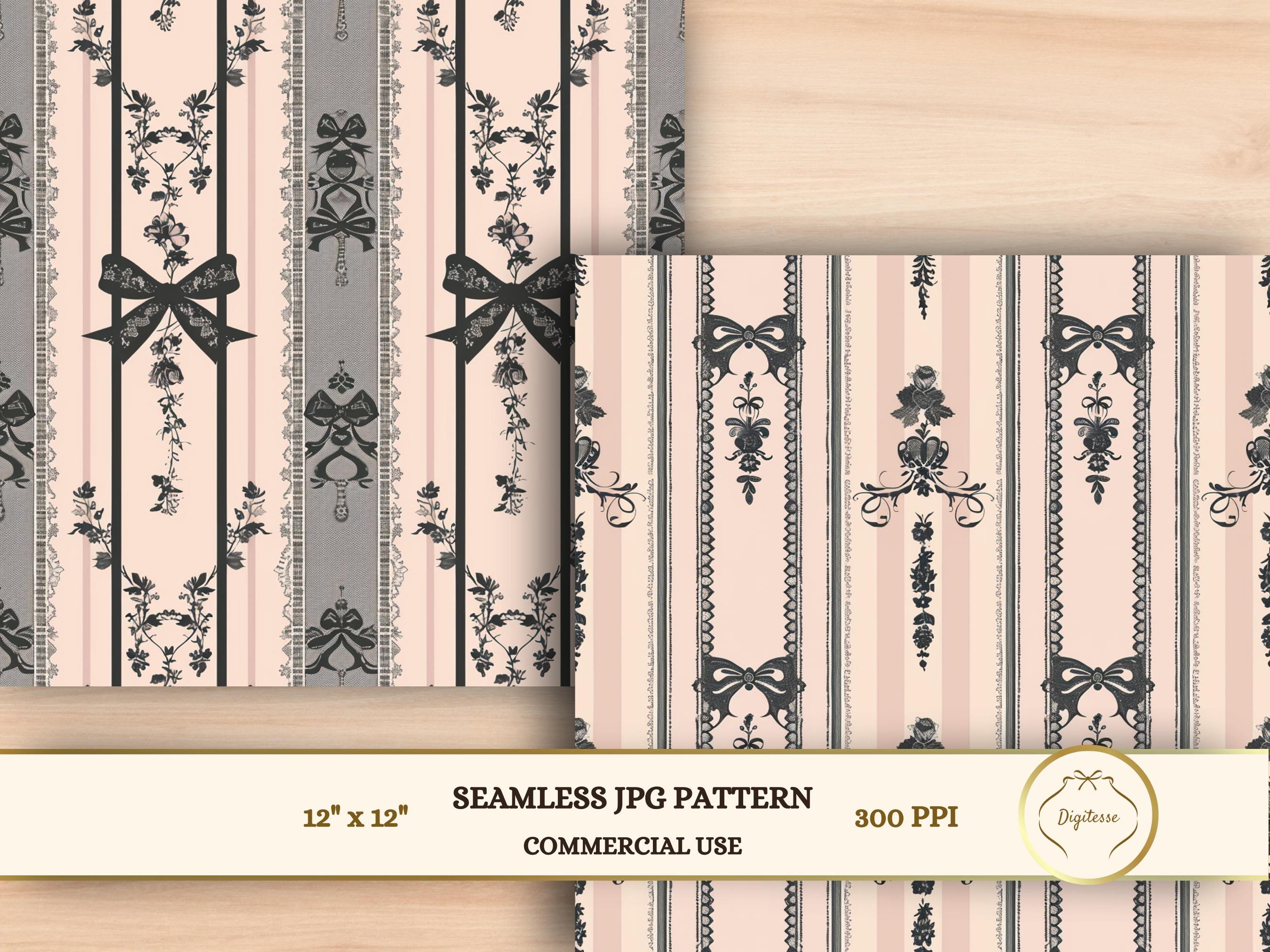 Coquette Aesthetic Seamless Patterns, Parisian Wallpaper Printable ...