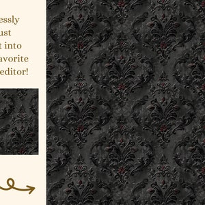 Velvet Gothic Digital Paper, Black Velvet Seamless Pattern Set ...