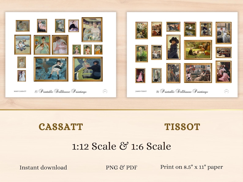 Printable Dollhouse Art Bundle, Miniature Gallery Wall Download, Famous ...