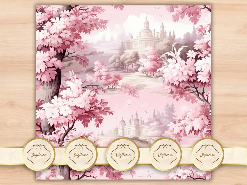Pink Toile Digital Paper Pack With 3 Seamless Patterns - Etsy