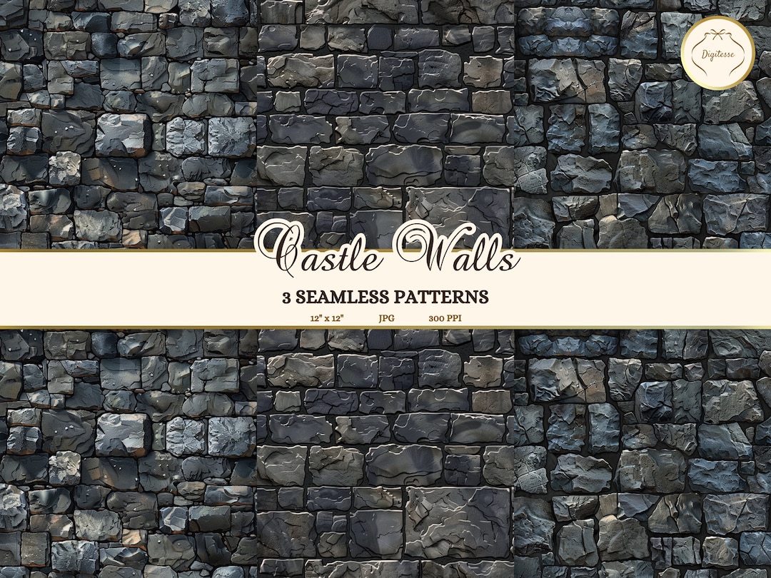 Stone Walls Seamless Pattern, Gothic Castle Walls Repeating Tile, Stone ...