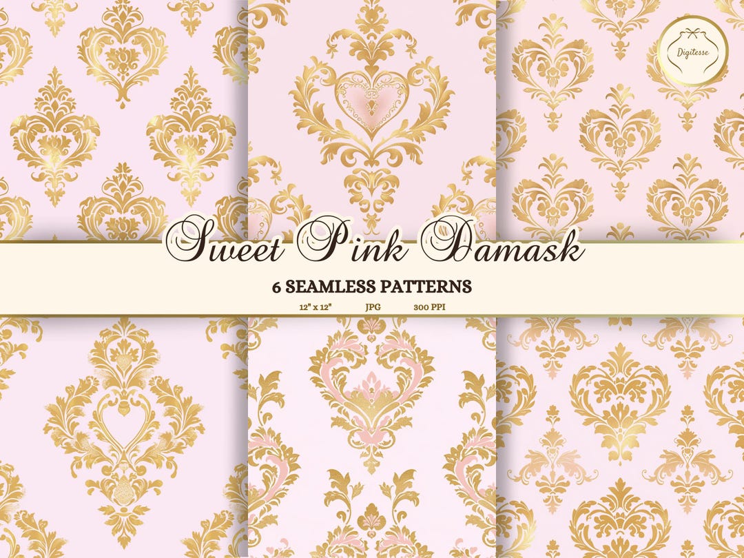 Coquette Aesthetic Seamless Patterns Valentine's Day, Sweet Rococo ...