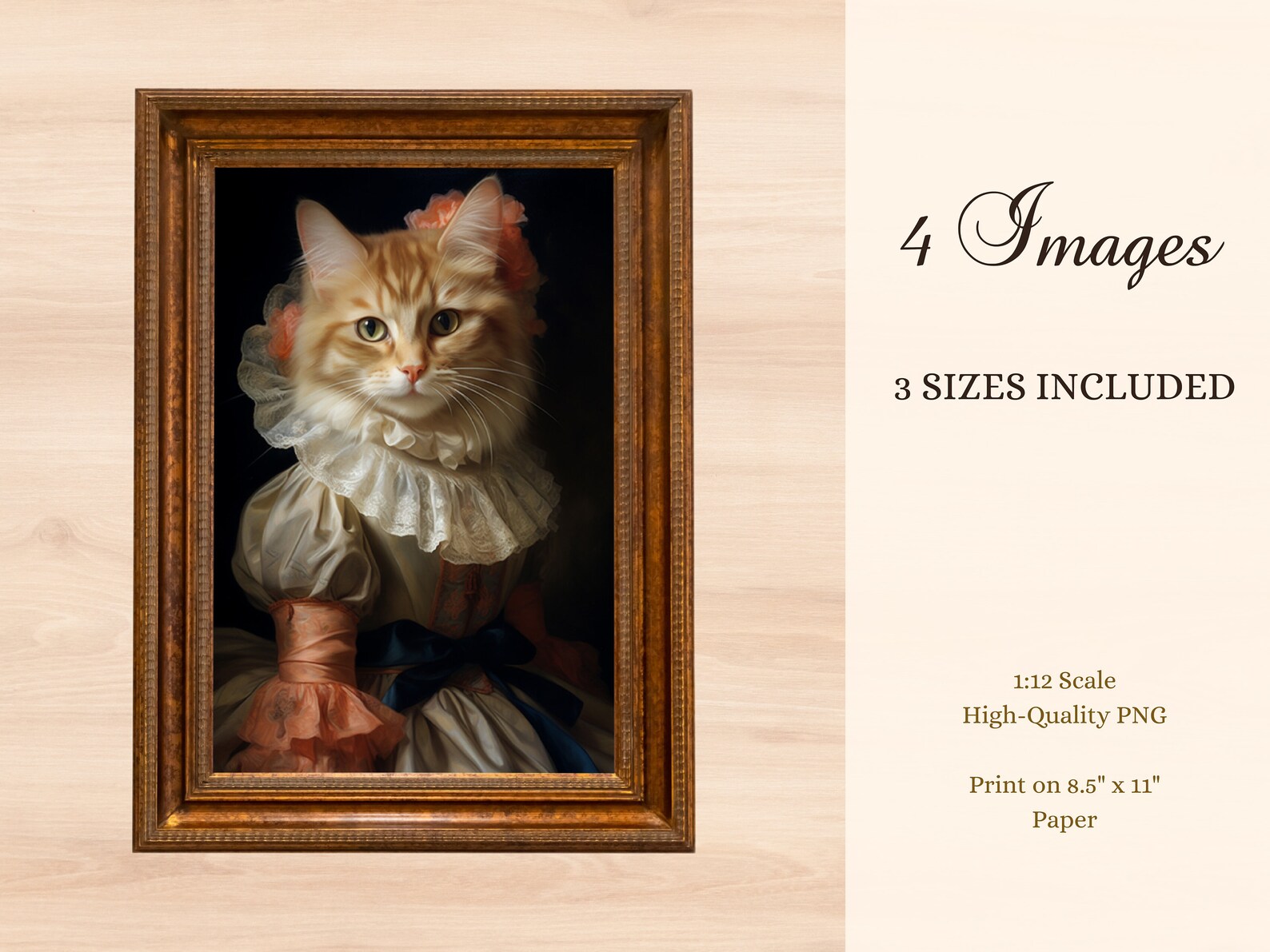 Printable Dollhouse Halloween Art, 1:12 Scale Cat Pictures, Orange Cat ...