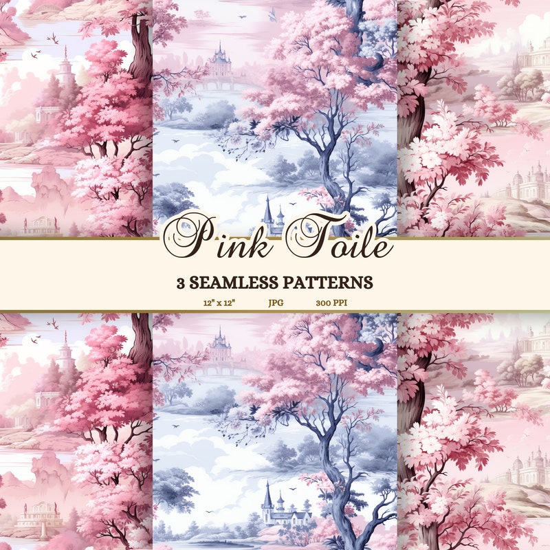 Pink Toile Wallpaper - Etsy