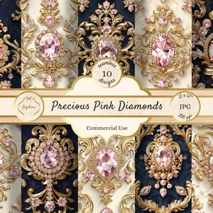 Rococo Pink Diamonds Seamless Patterns, Marie Antoinette Junk Journal ...