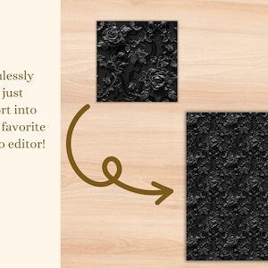 Gothic Digital Paper Set, Black Roses Seamless Patterns, Victorian ...