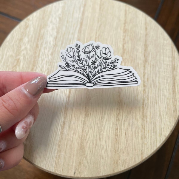 Open Book and Flowers Sticker - Etsy