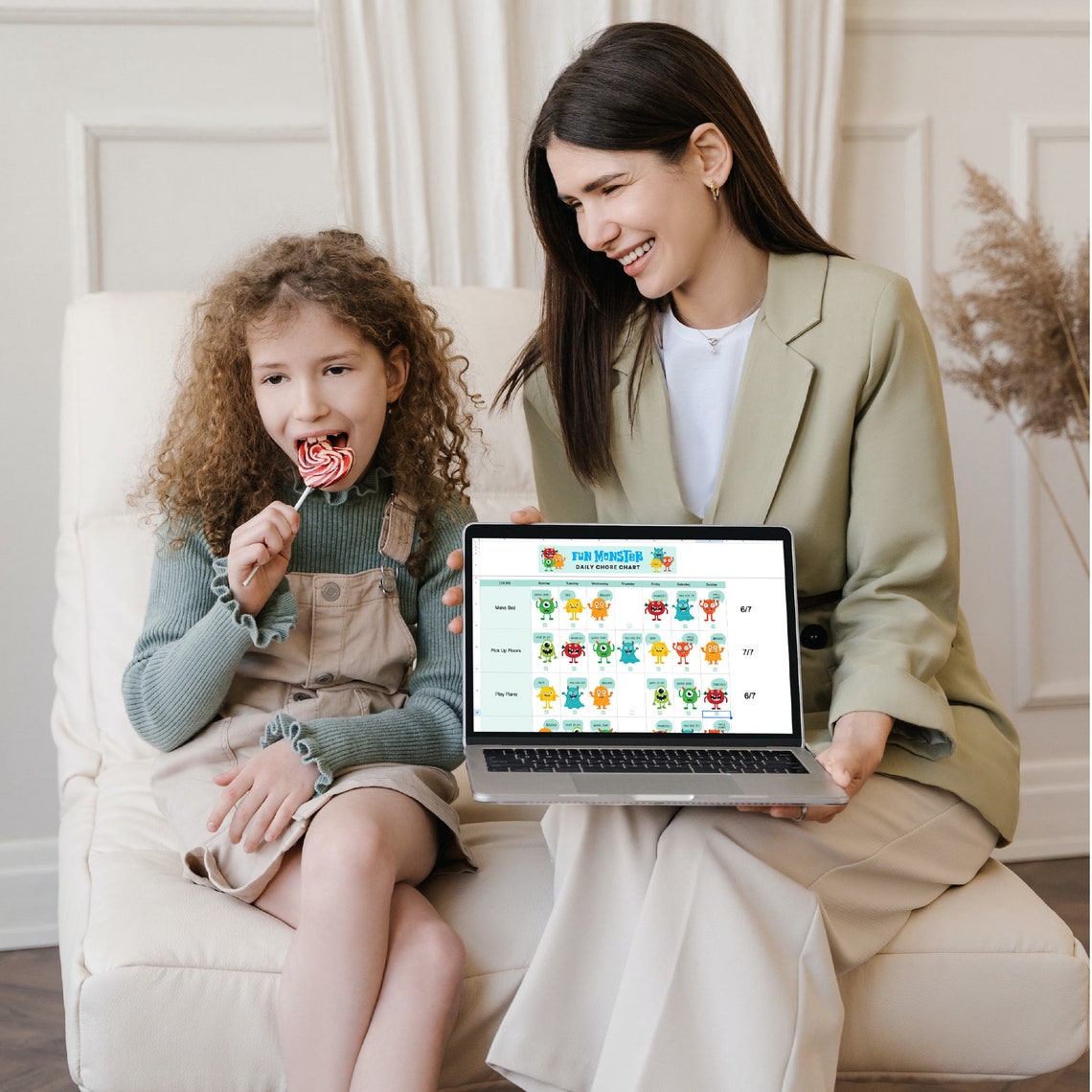 Monster Chore Chart Spreadsheet for Kids Reward Chart Daily Checklist ...