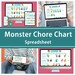 Monster Chore Chart Spreadsheet for Kids Reward Chart Daily Checklist ...