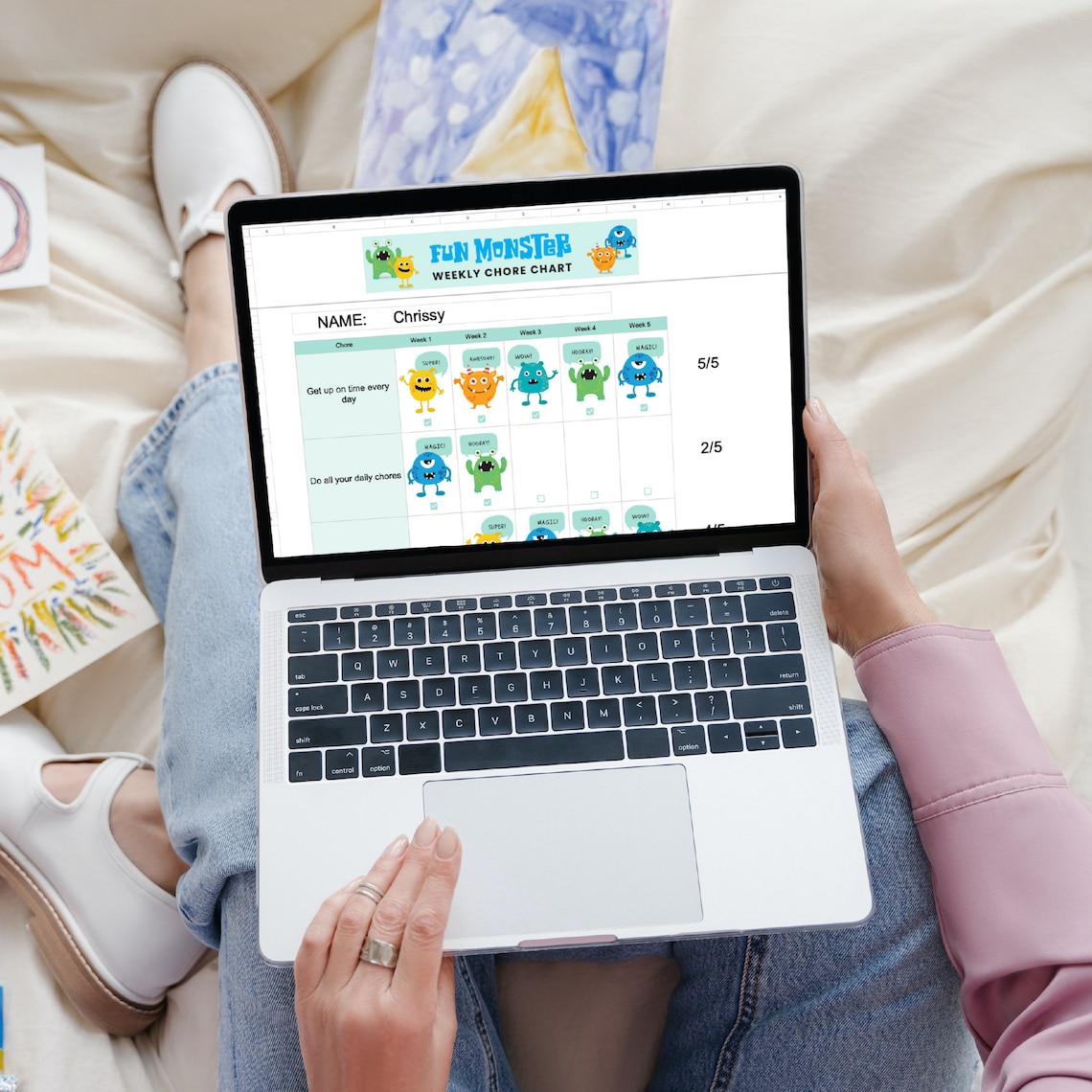 Monster Chore Chart Spreadsheet for Kids Reward Chart Daily Checklist ...