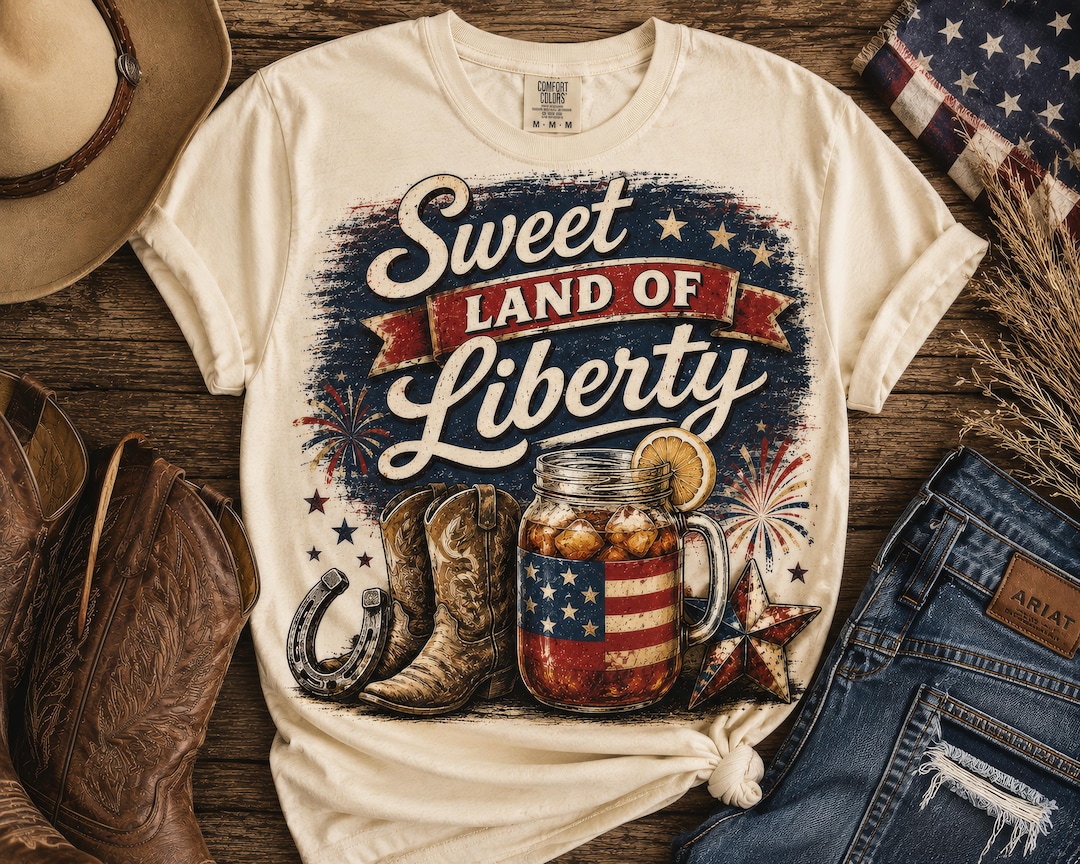 Sweet Land of Liberty Sublimation PNG, Patriotic Cowgirl Boots, Vintage ...