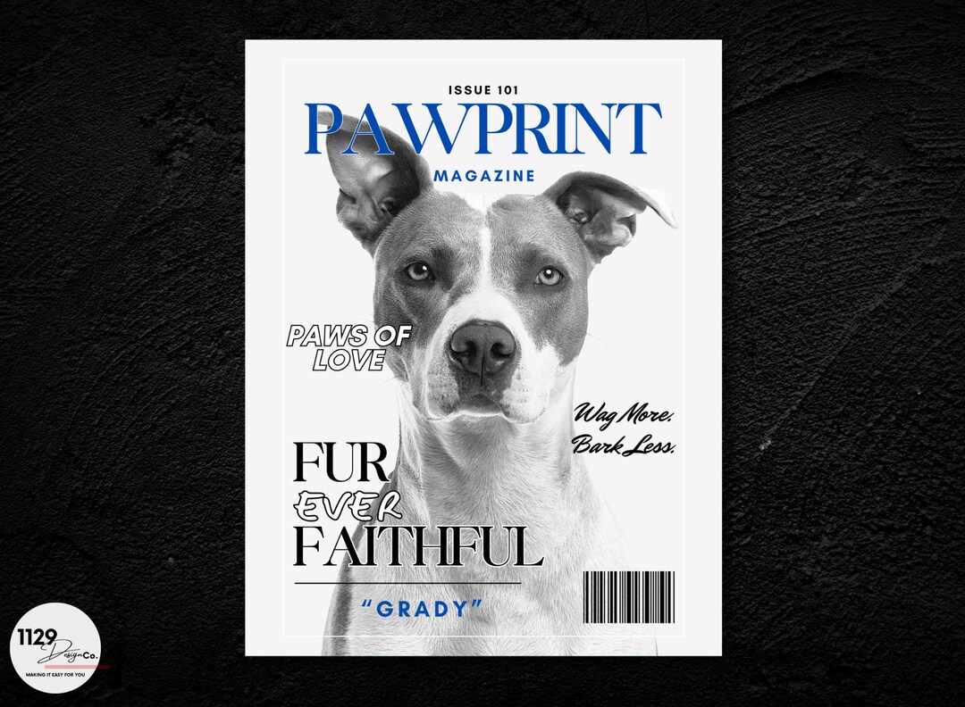Dog Magazine Cover, Pet Magazine Cover, Animal Lover, Dog Gift, Pet ...