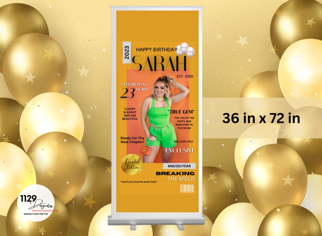 Birthday Banner, Vertical Banner, Retractable Banner, Step and Repeat ...