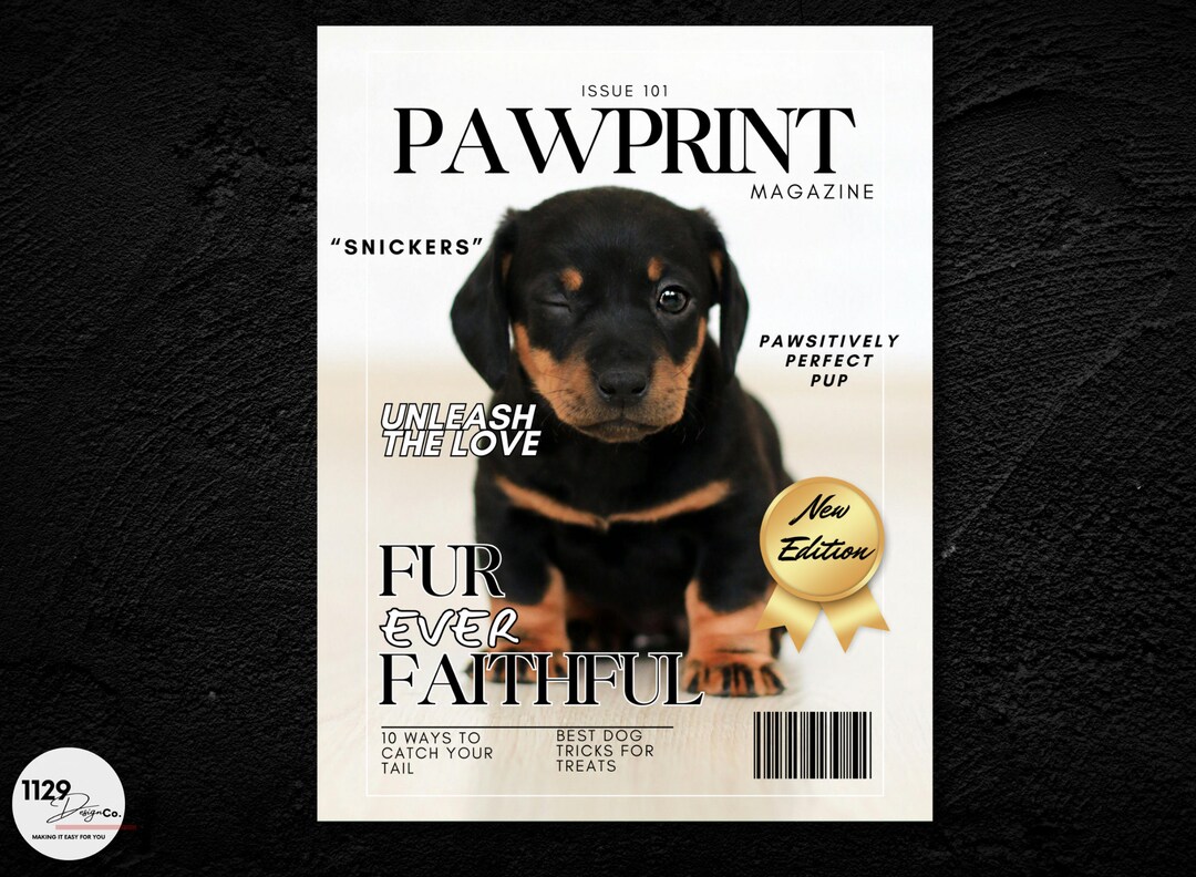 Dog Magazine Cover, Pet Magazine Cover, Dog Lover, Dog Gift, Puppies ...
