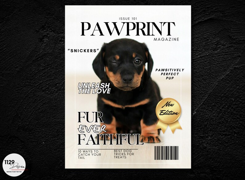 Dog Magazine Cover, Pet Magazine Cover, Dog Lover, Dog Gift, Puppies ...