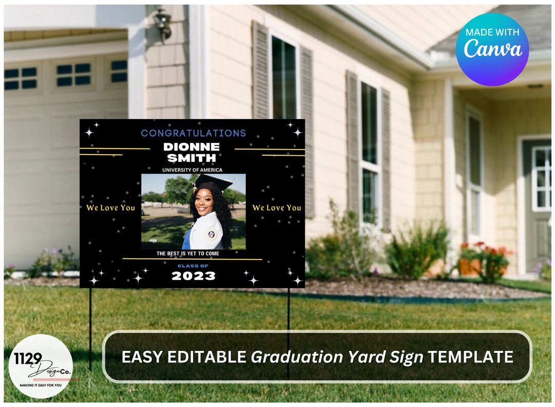 Graduation Yard Sign, Yard Sign, Yard Sign Template, Graduation Sign ...