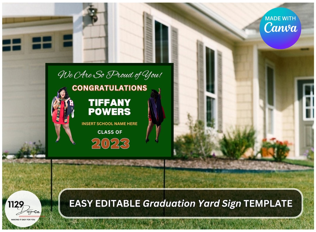 Graduation Yard Sign, Yard Sign, Yard Sign Template, Graduation Sign ...