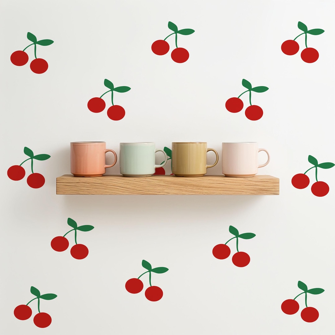 Fruit Decals, Cherry Fabric Wall Stickers, Kid Room Wall Decals, Girl ...