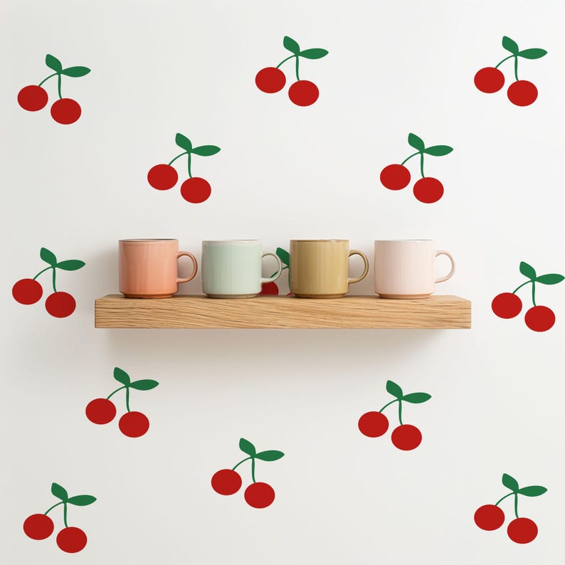 Fruit Decals, Cherry Fabric Wall Stickers, Kid Room Wall Decals, Girl ...