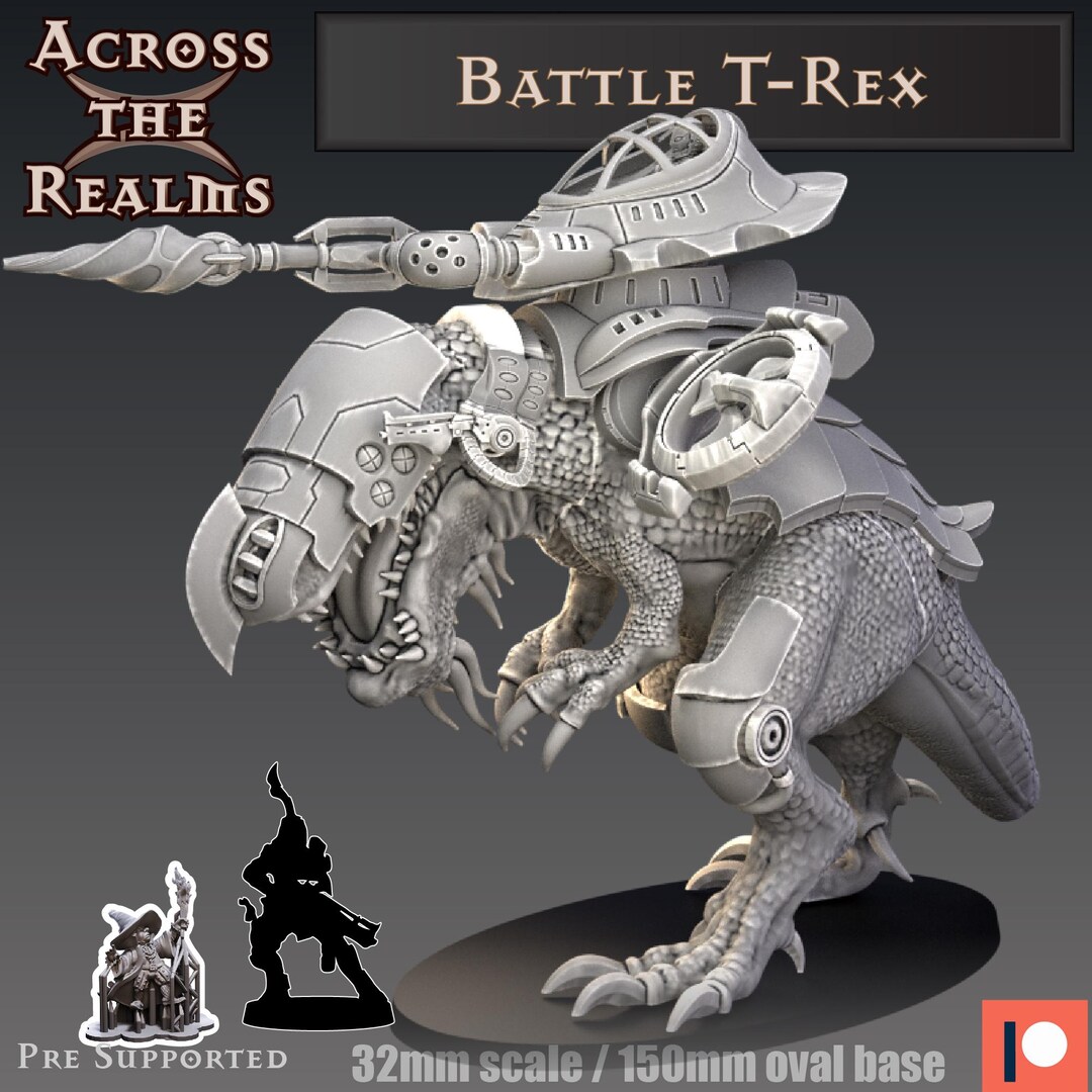 Battle T-rex Miniature - Resin 3D Print - Across the Realms - Etsy