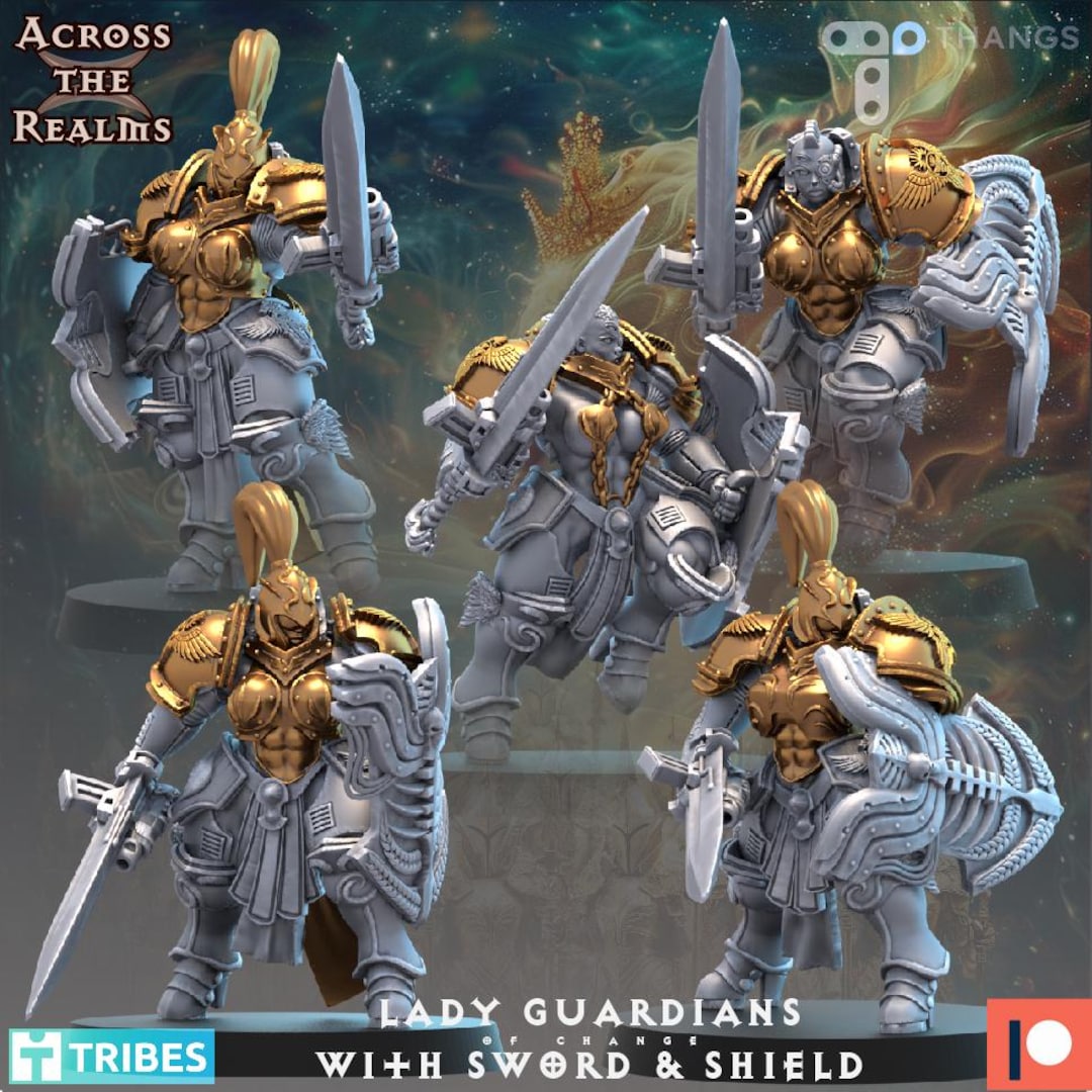Lady Guardians With Sword & Shield Miniature (team of 6) - Resin 3D ...