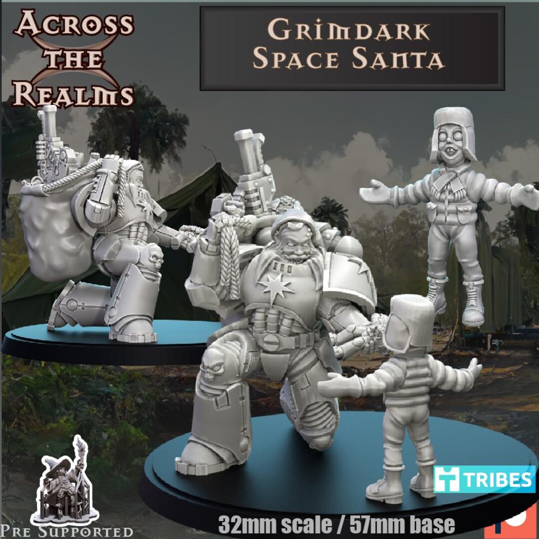 Grimdark Space Santa Miniature - Warhammer Compatible (32 Mm) Resin 3D ...