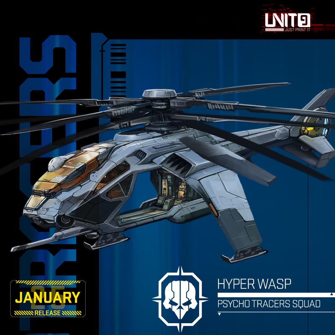 Hyper Wasp - Psycho Tracers Squad Flyer / VTOL - Sci-fi RPG Miniature ...