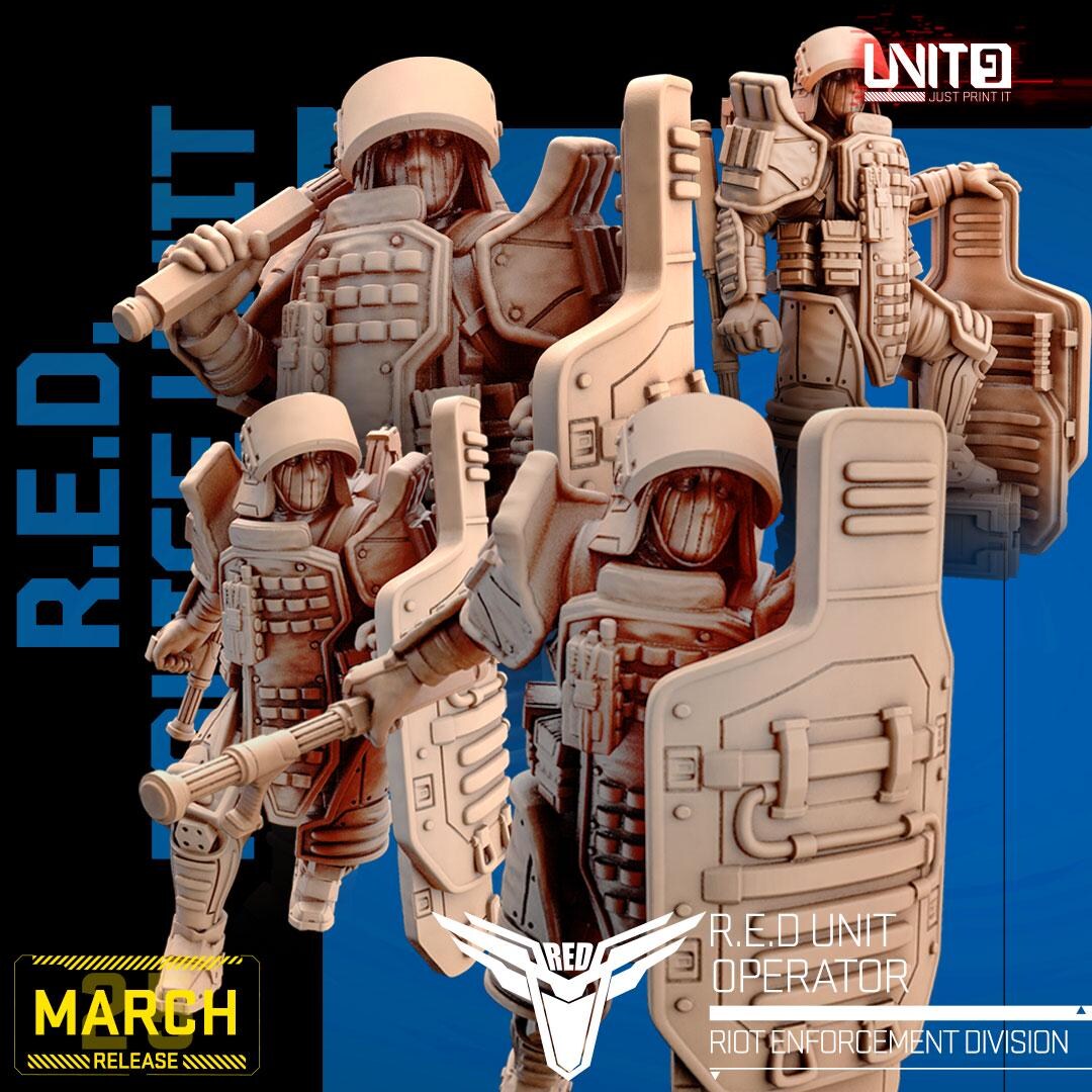 Operator - RIOT Enforcement Division (team of 4) - Sci-fi RPG Miniature ...