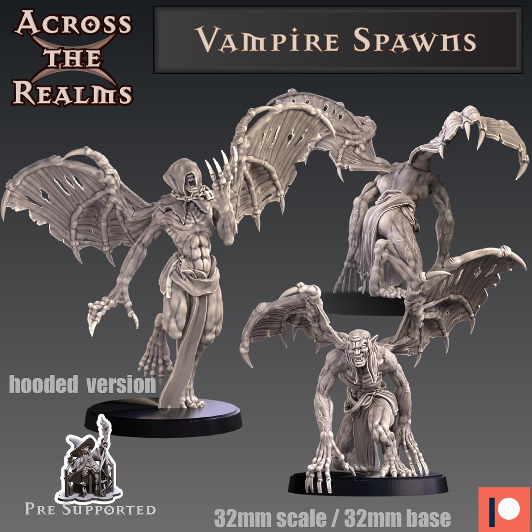 Vampire Spawns (set of 3) - Fantasy RPG (28mm-32mm) Miniature - Resin ...
